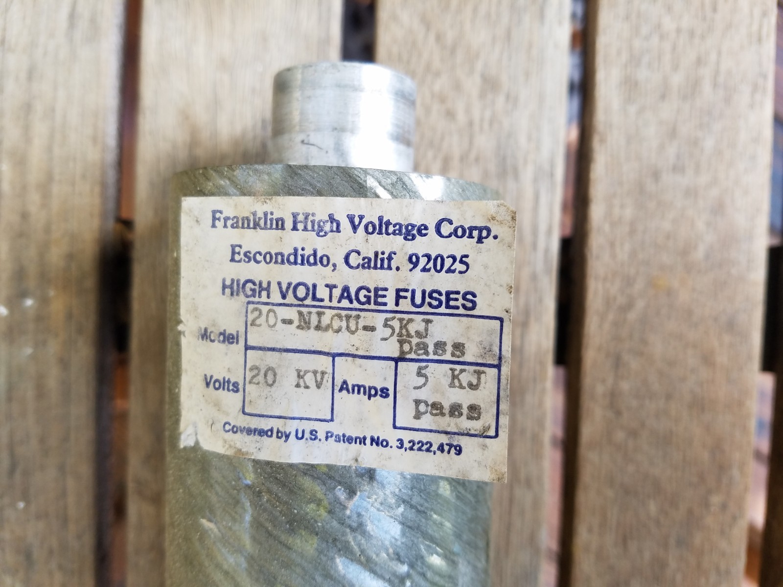 Franklin High Voltage Corporation Fuse PN 20-NLCU-5KJ, 20KV, 5KJ amps ...