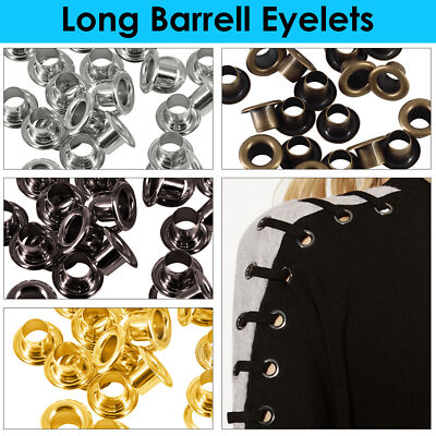 100 x Eyelets Brass Long Barrell 4 5 6 8 10 12 14mm Grommet Repair ...