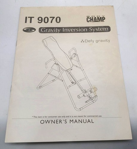 Body Champ IT 9070 Gravity Inversion System Owner's Manual | eBay