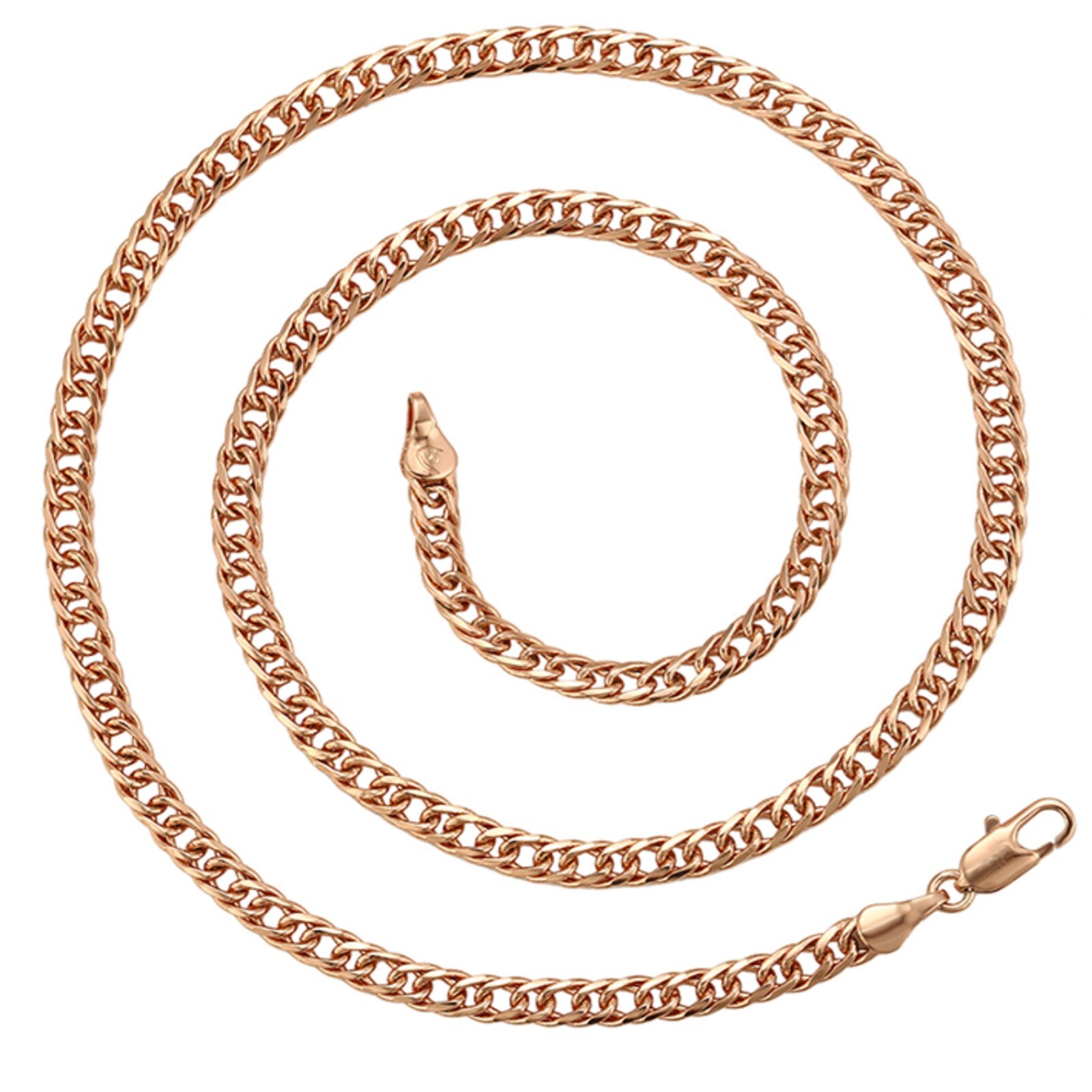 18K Rose Gold Filled PLAIN Double BAND CURB RING CHAIN MENS WOMENS ...