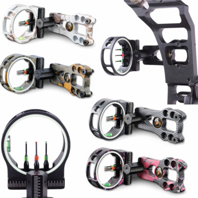 Compound Bow Sight 3 Pin Adjustable 0.029" Optical Fiber RH LH Archery ...
