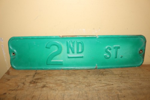 Vintage 1950's 2nd Second Street 24" Embossed Metal Street Road Gas Oil ...