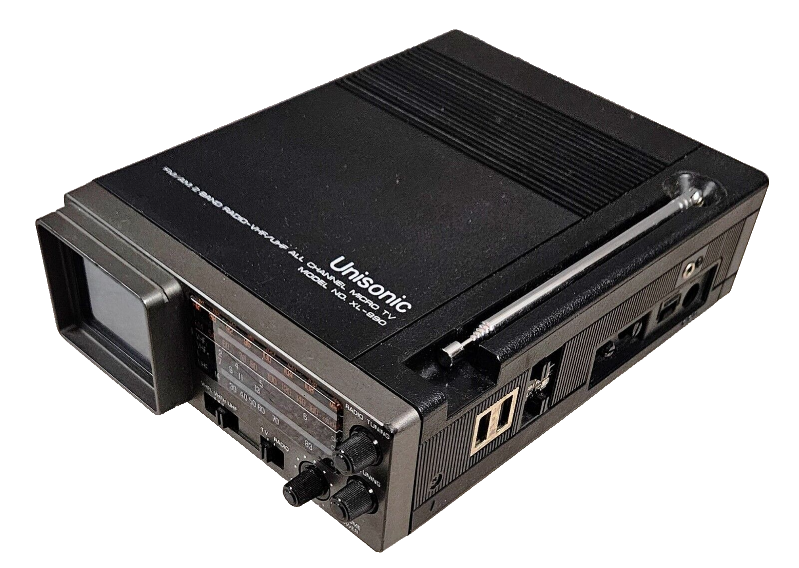 VINTAGE UNISONIC AM/FM 2 BAND RADIO VHF/UHF ALL CHANNEL MICRO TV XL-990 ...