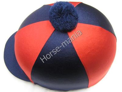HY NAVY/RED POM POM RIDING HAT SILK COVER FOR JOCKEY SKULL CAPS ONE ...