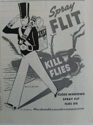 1937 FLIT insecticide spray close Windows spray flat flies die vintage ...