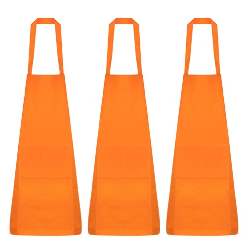 3pcs Kitchen Cooking Aprons 75x65cm Polyester Art Apron Orange ...