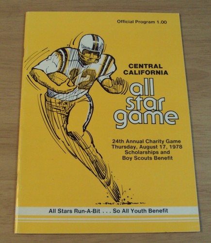 VTG 1978 OFFICIAL Program~ALL STAR GAME~Central CALIFORNIA HS Football ...