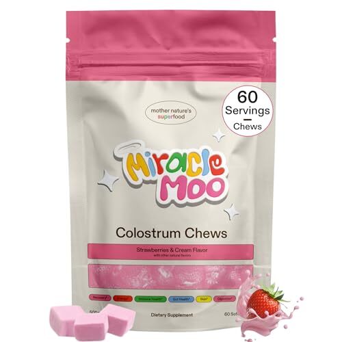 MIRACLE MOO Colostrum Chews Supplement for Gut Health Bloating Immune ...