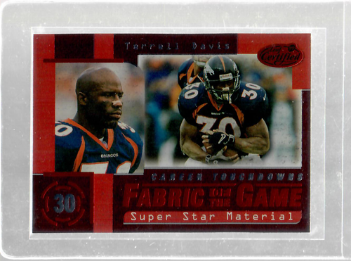 1999 LEAF CERTIFIED FABRIC OF THE GAME /500 # FG36 TERRELL DAVIS NICE ...