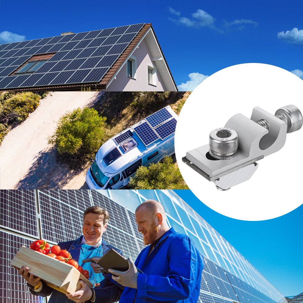 10pcs Photovoltaic Support Coupling Grounding Clip Safety Solar Panel ...