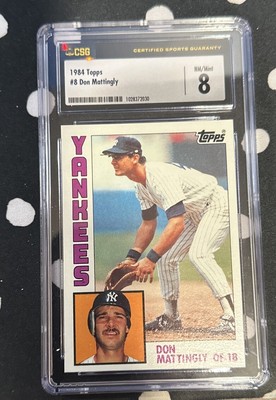 1984 Topps #8 DON MATTINGLY Rookie Card RC CSG 8 NM-MT NY Yankees | eBay