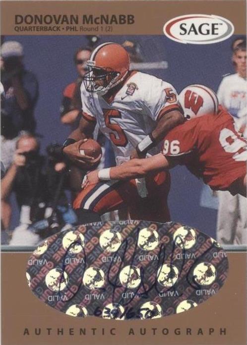 1999 SAGE - Autographs Donovan McNabb #A36 Bronze /650 (AU, RC) for ...
