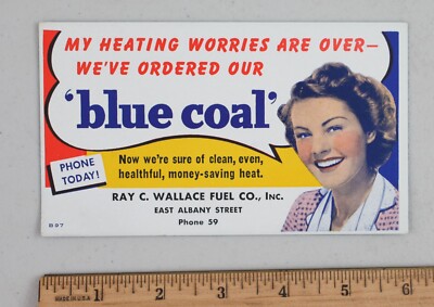 Advertising Ink Blotter Blue Coal Ray Wallace Fuel Co. Albany Street | eBay