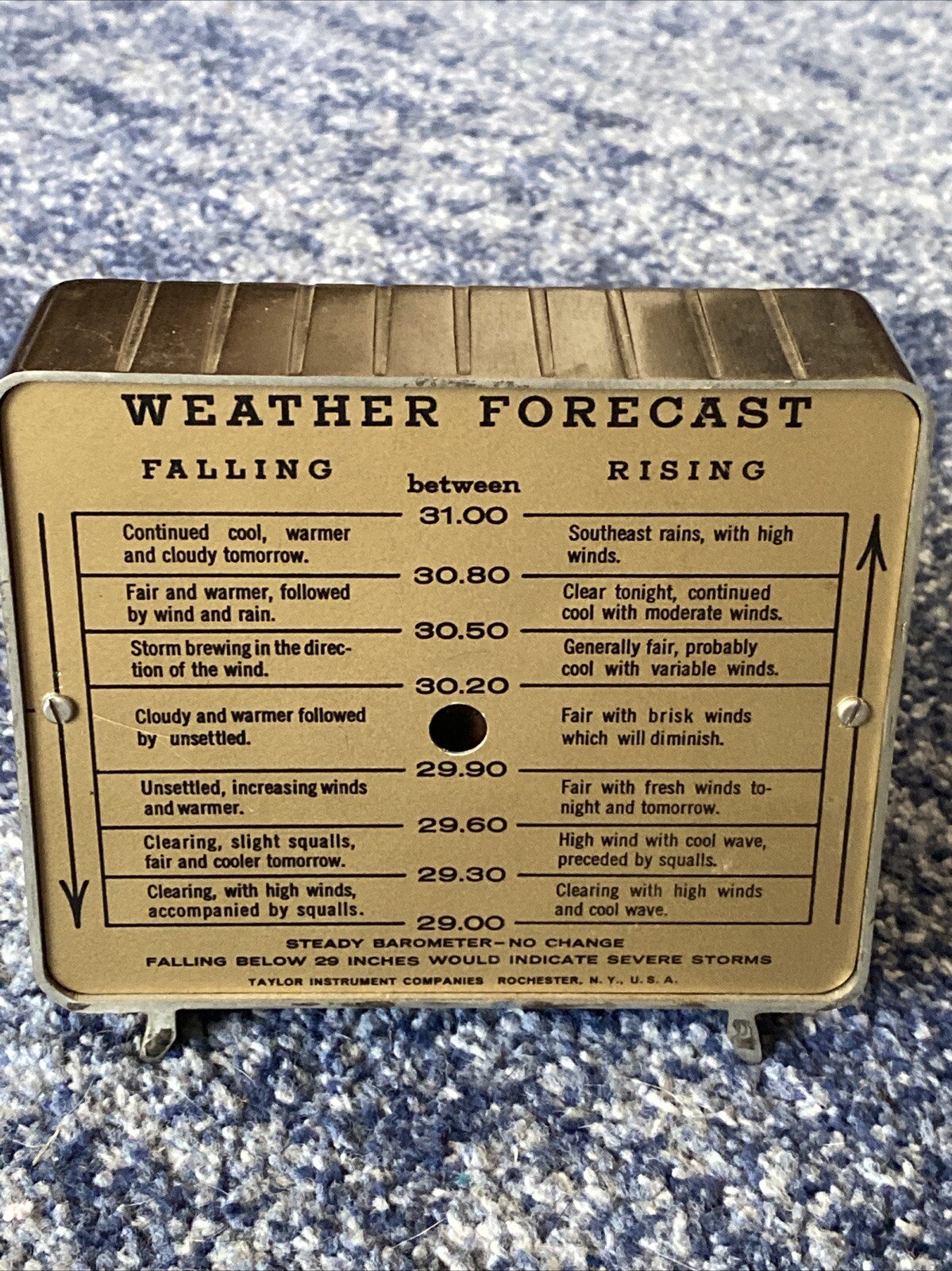 Vintage Taylor Temperature Compensated Brass Weather Forecast Barometer ...
