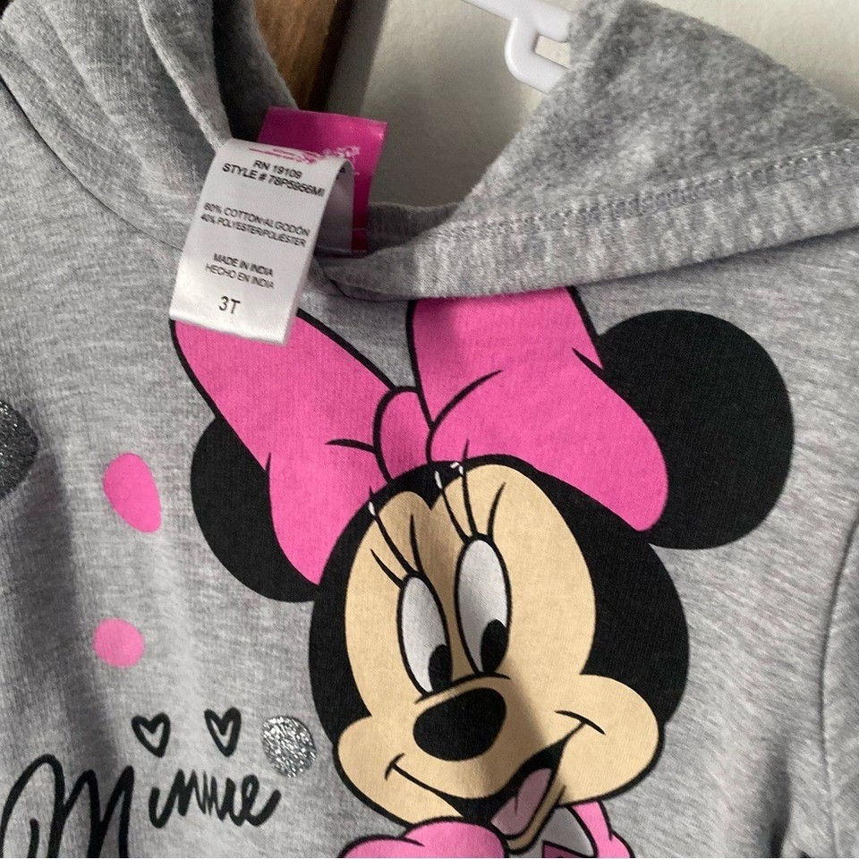 3T Gray Minnie Mouse Hoodie with Pink Accents | eBay UK