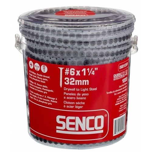 Senco 06B125p Drywall Screw, #6 X 1-1/4 In, Steel, Flat Head Phillips ...