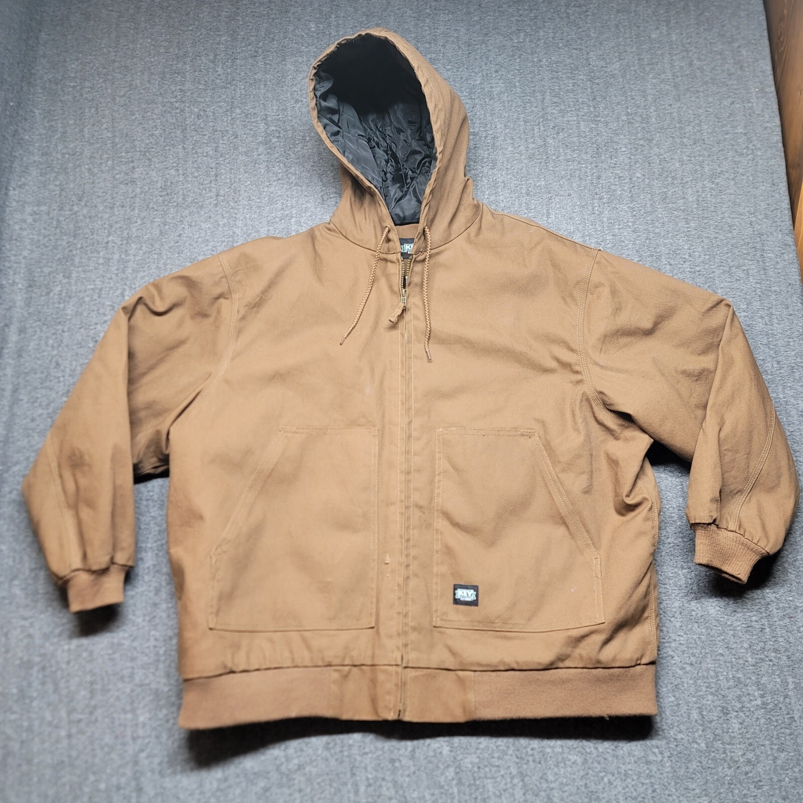 Key Jacket Men's 2XLR Tan Brown Canvas Work Coat Insulated Barn Hood ...