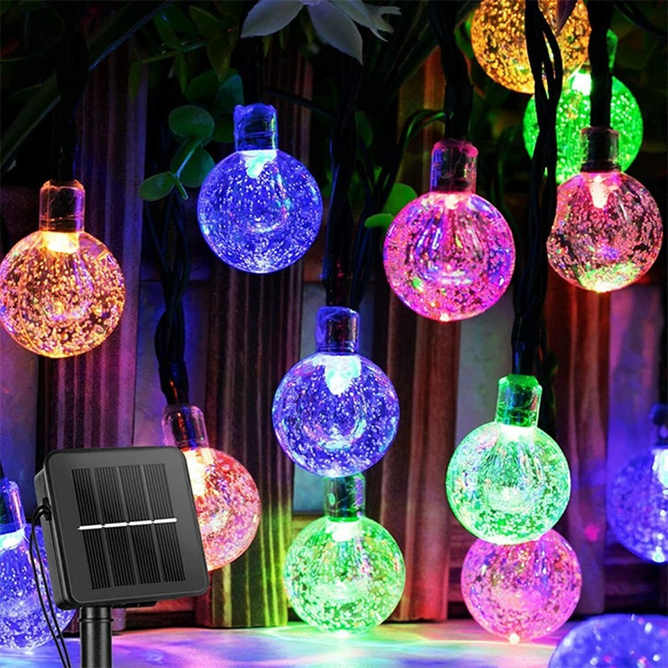 100LED SOLAR POWERED RETRO BULB STRING LIGHTS GARDEN OUTDOOR FAIRY ...