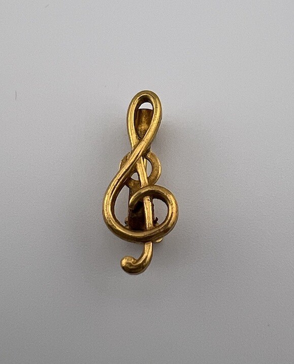 Vintage Tiny Treble Clef Musical Note Gold Tone Brooc… - Gem