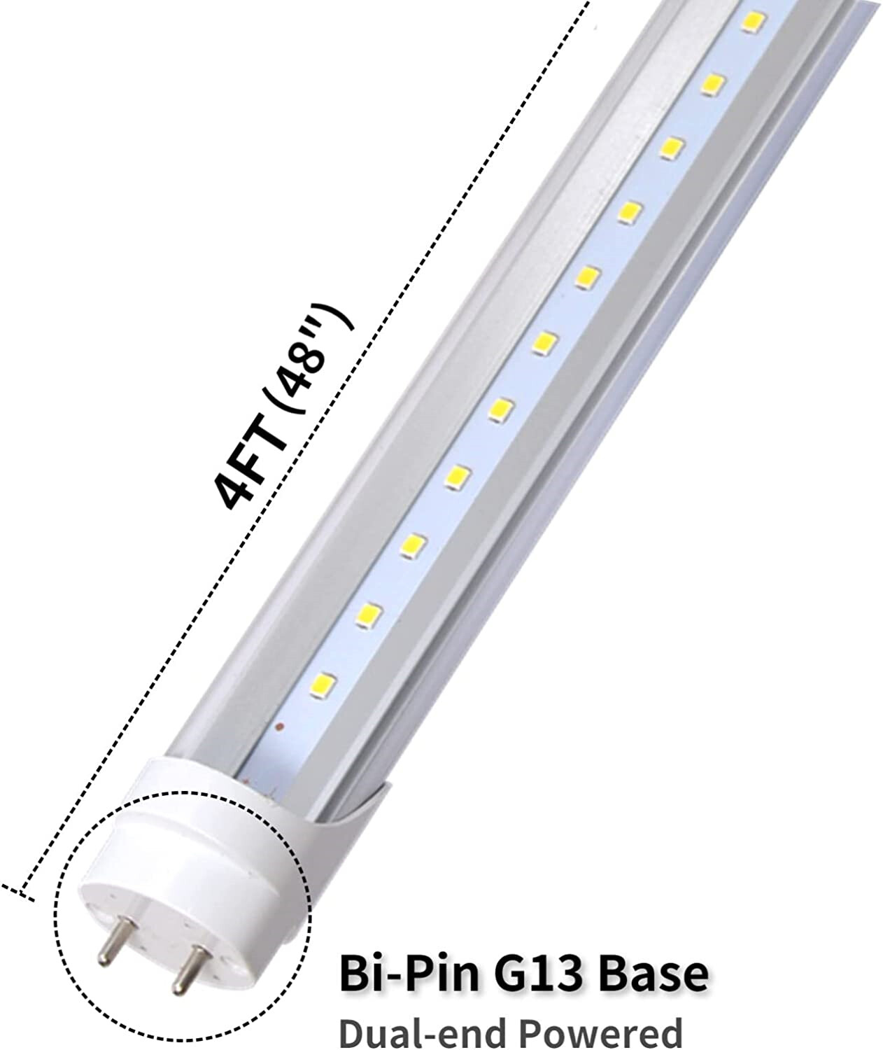 25 PCS T8 LED 4FT Tube Light Bulbs Ballast Bypass Fluorescent 5000K ...