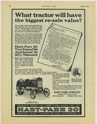 1920 Hart Parr Tractors Ad: Model 30 Featured - Sydney Nebraska Farmer ...
