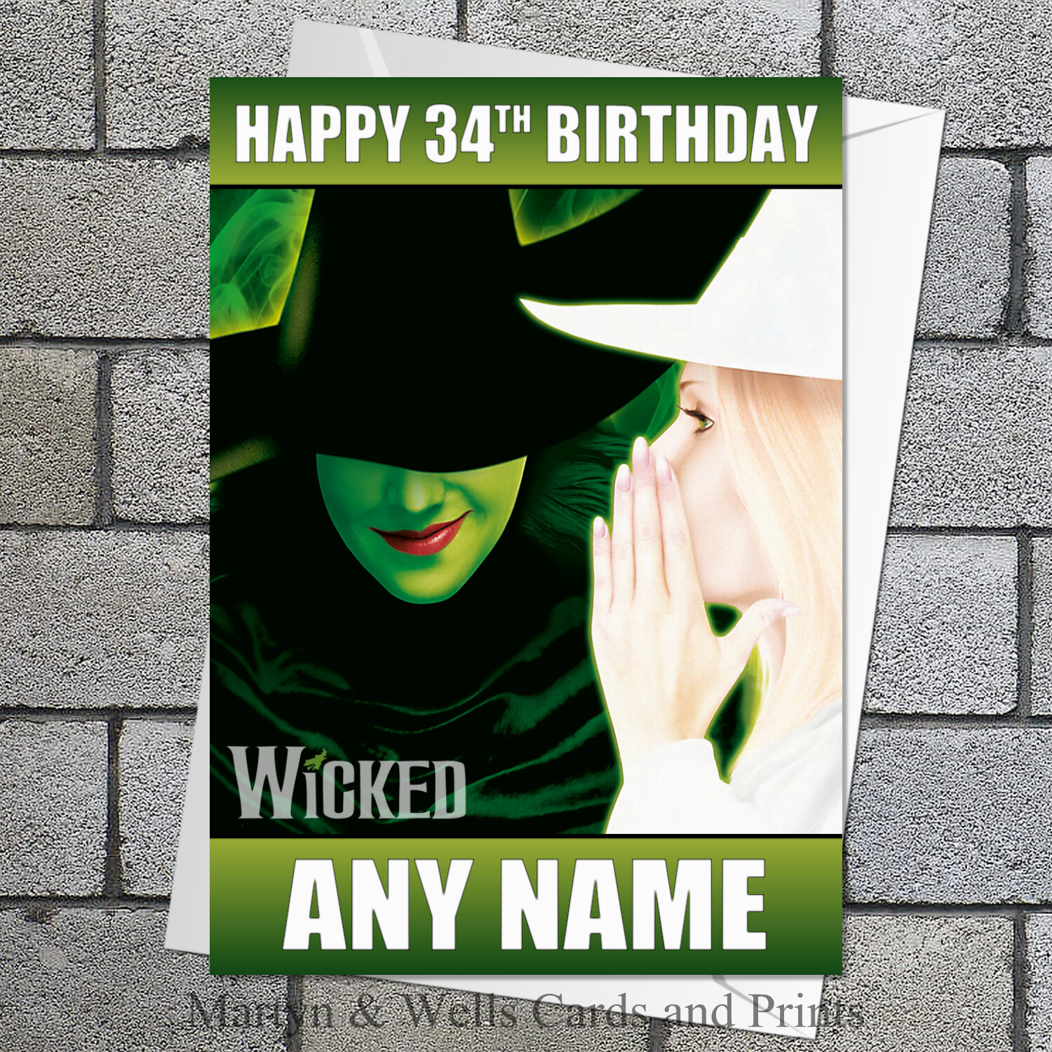 Wicked birthday card. 5x7 inches. Personalised, plus envelope. West End ...
