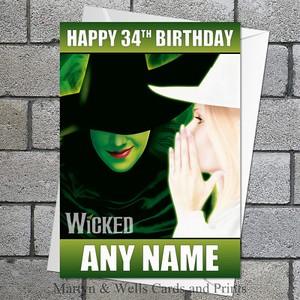Wicked birthday card. 5x7 inches. Personalised, plus envelope. West End ...