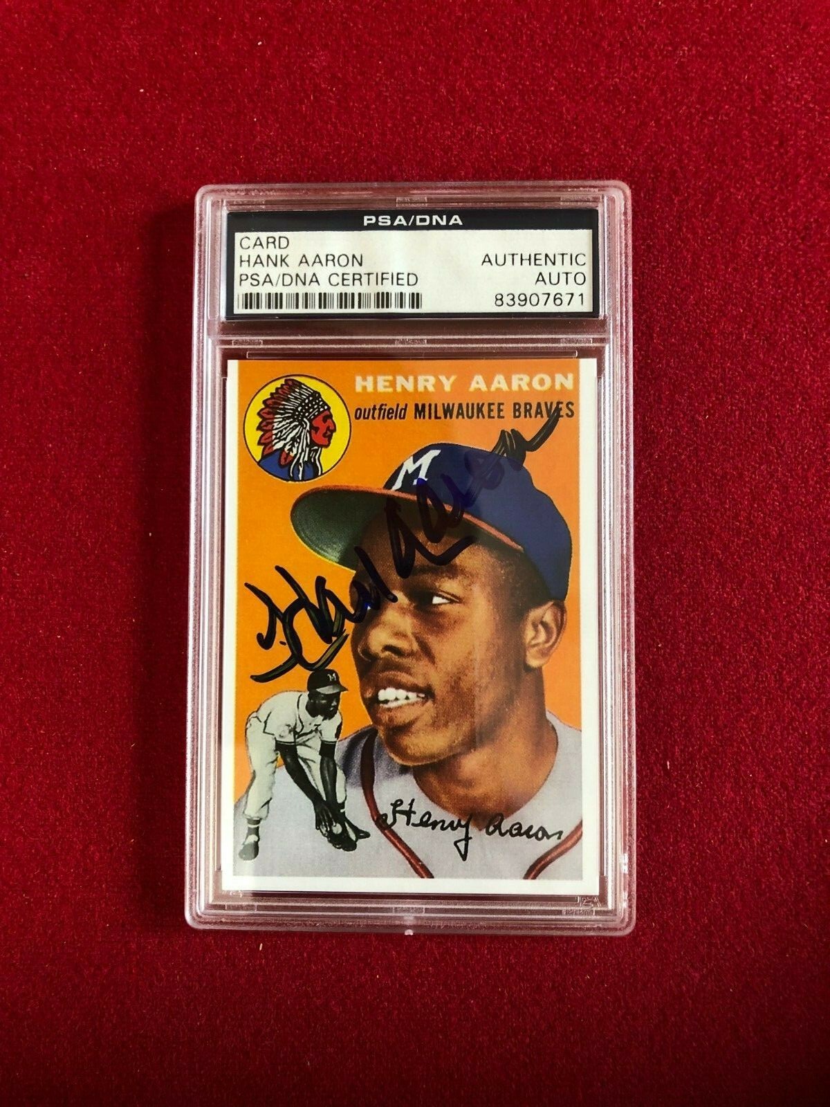 1954, Hank Aaron, "Autographed" (PSA) "TOPPS" Rookie Card Reprint ...