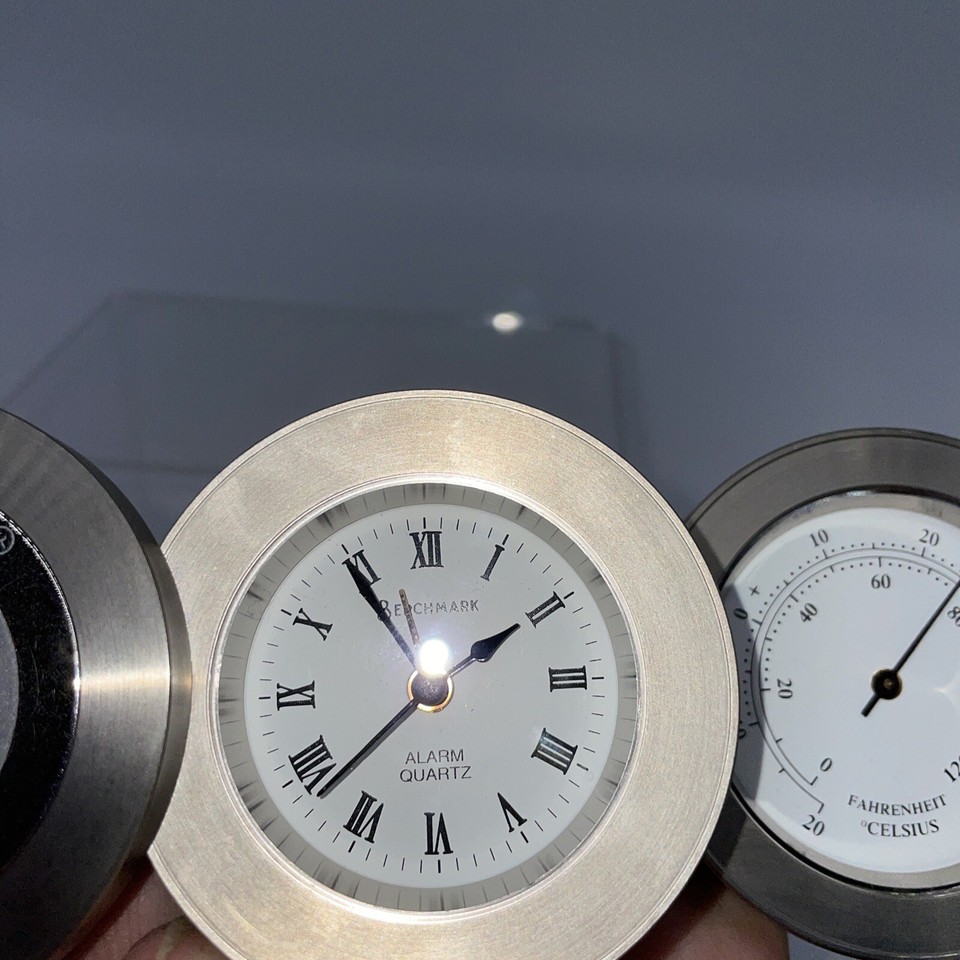 Benchmark Clock Thermometer Silver Tone The Sterling Trio Collection ...