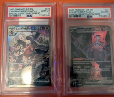 Team Rocket's Mewtwo EX 231 & Cynthia’s Garchomp EX 232 SIR BOTH PSA 10 ...