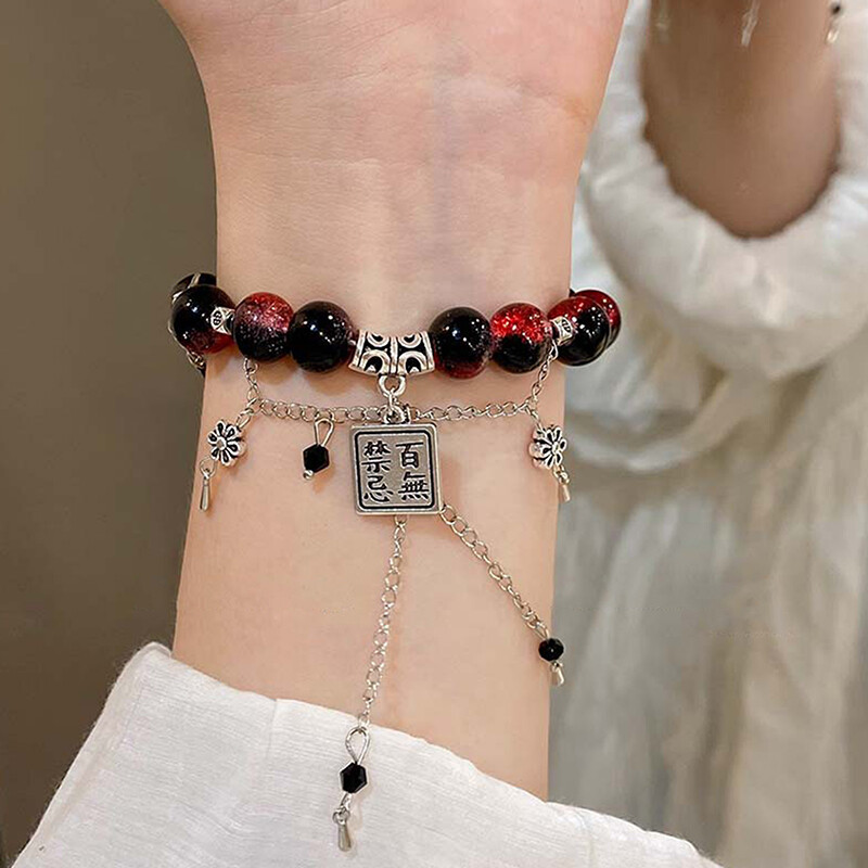 Anime Beaded Bracelet Blessing Beads Chain Pendant Bracelets Jewelry ...