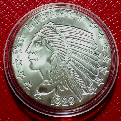 Indian Chief w/Headdress Art Round-Golden State Mint 1 Troy oz.999 Fine ...