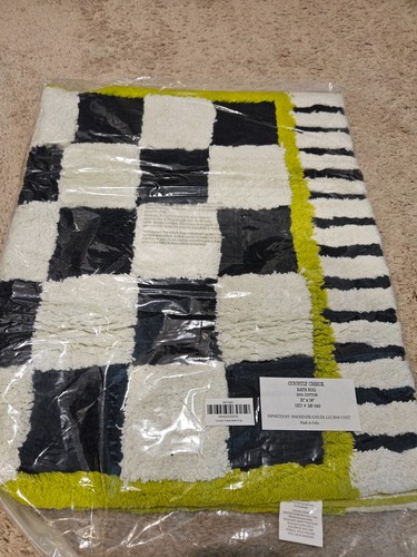 Mackenzie-Childs Standard Bath Rug Black + White Courtly Check Pattern ...