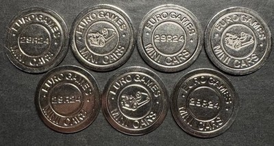 Euro Games Mini Car Token 29r24 Lot Of 7 Coins Rally Europe Racing Cars ...