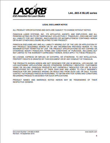 Pangolin LASORB - ESD Protection For Blue Laser Diodes - L44-47-121-683 ...
