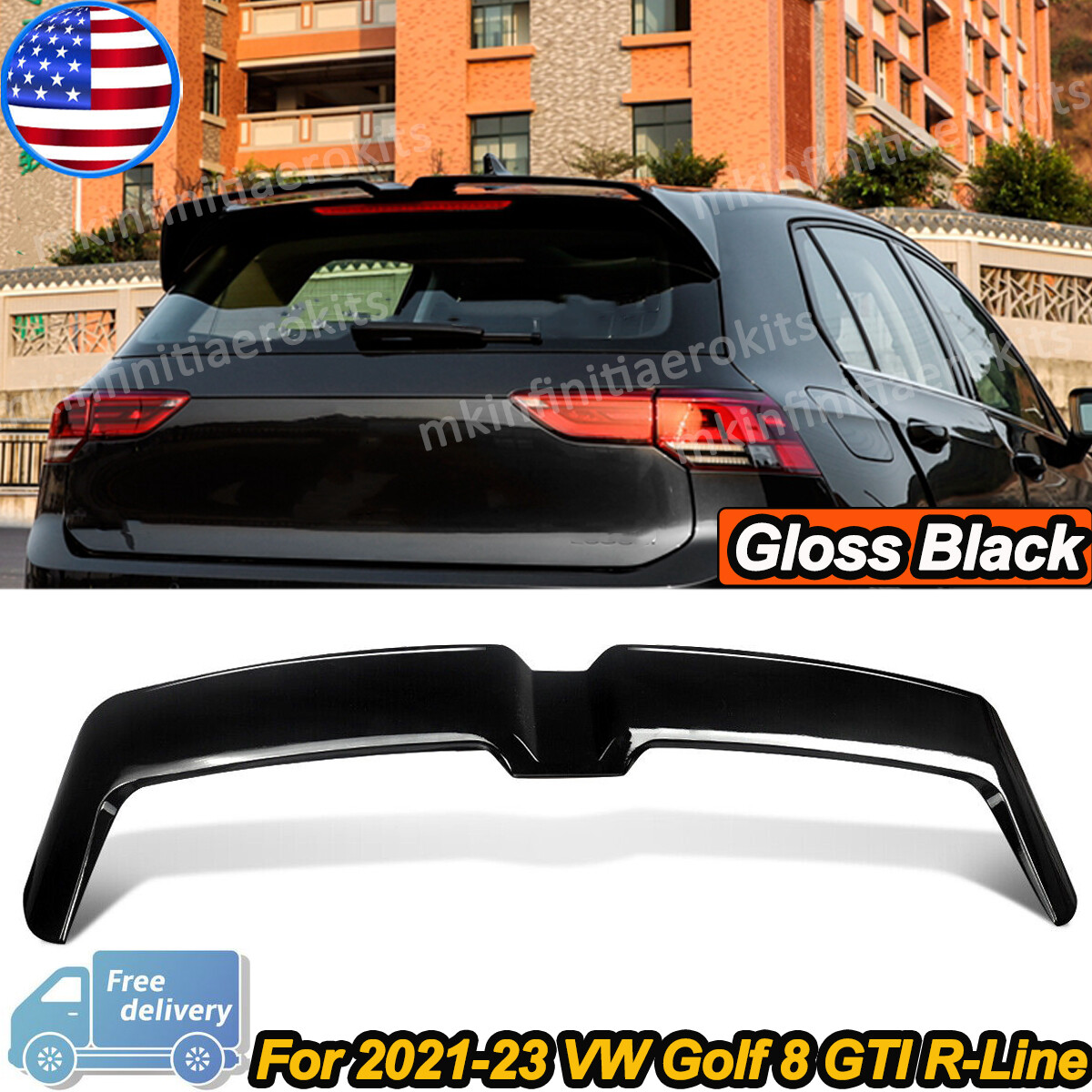 Rear Roof Spoiler Wing Lip Gloss Black For VW Golf 8 MK8 GTI Hatchback ...