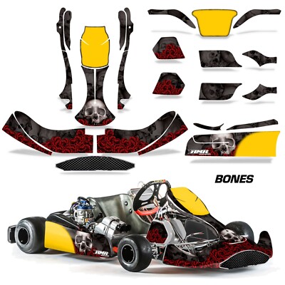 Graphics Kit Sticker Decal Wrap for Kart CRG NA3 Bone Collector Black ...