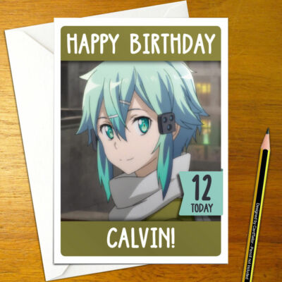SWORD ART ONLINE Personalised Birthday Card - A5 anime kirito asuna ...