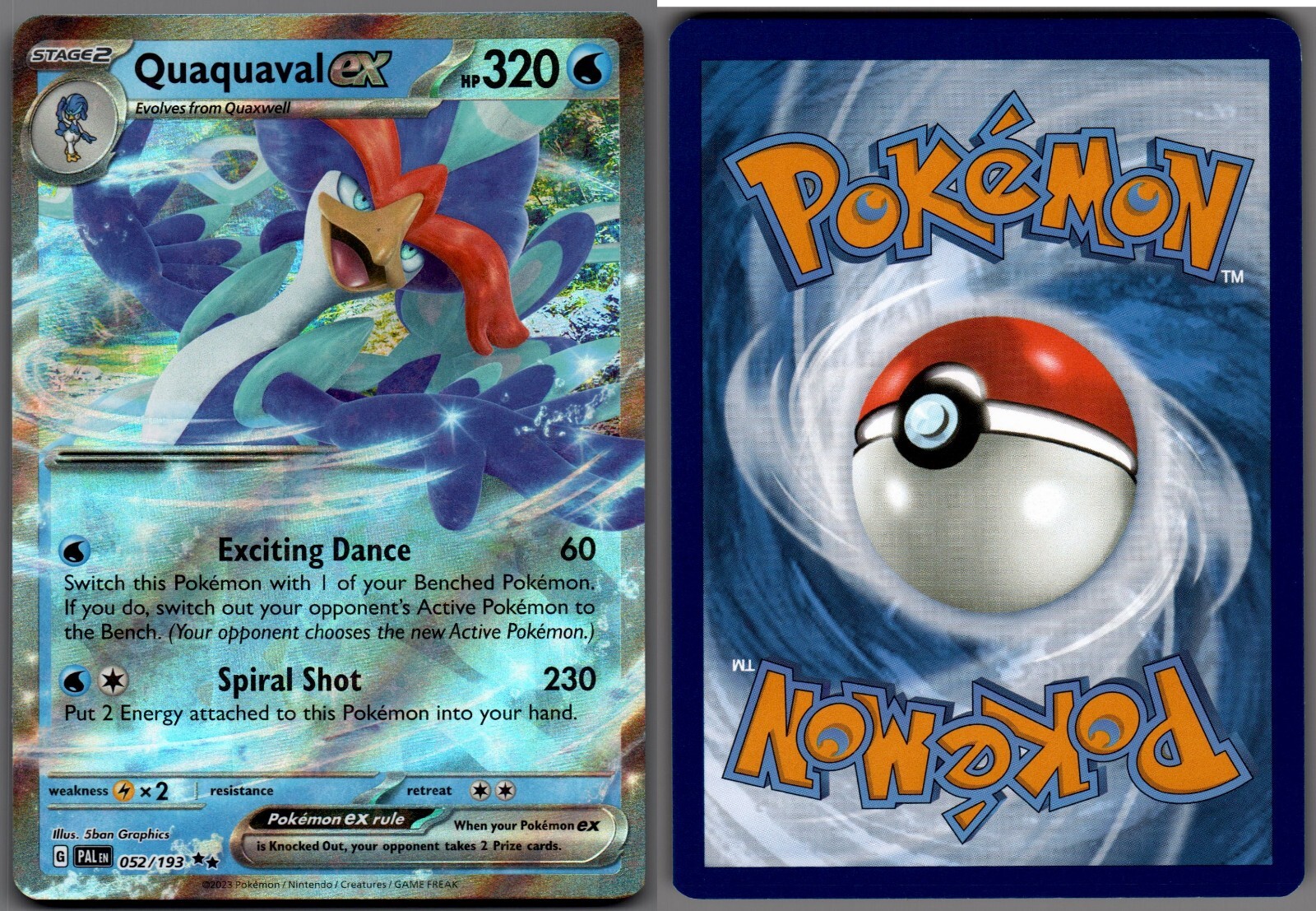2023 Pokemon, Paldea Evolved, #052/193 Quaquaval ex, Holo Double Rare ...