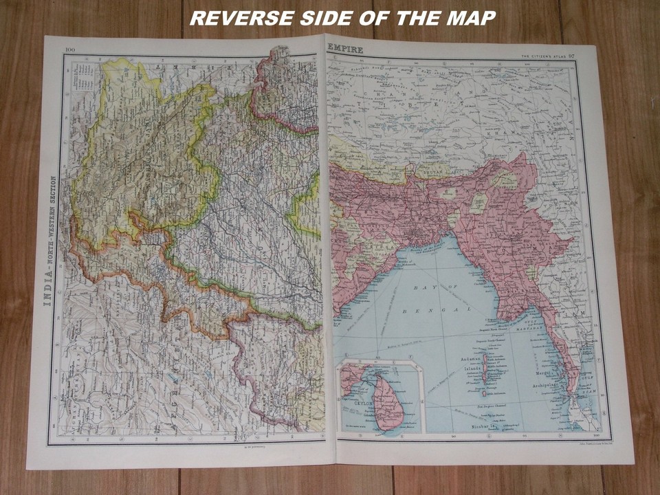 1924 MAP OF BRITISH INDIA ASSAM BIHAR ORISSA BENGAL BANGLADESH NEPAL ...