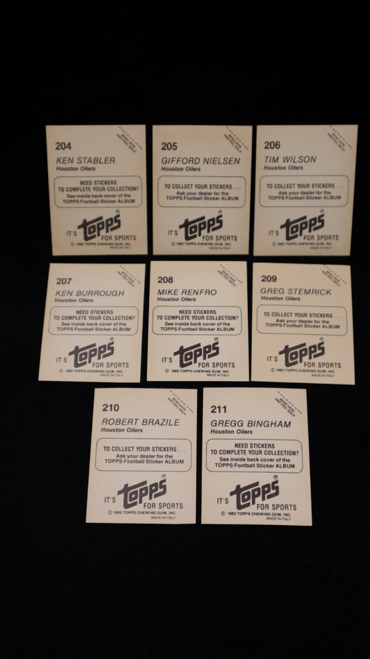 1982 Houston Oilers Topps Yellow Sticker Set | eBay