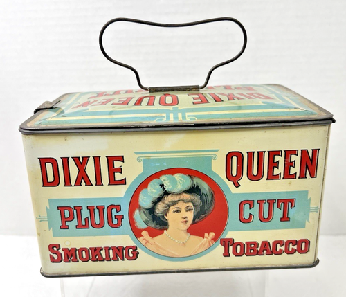 Vintage Dixie Queen Plug Cut Tobacco Tin with Handle Antique Very Nice ...
