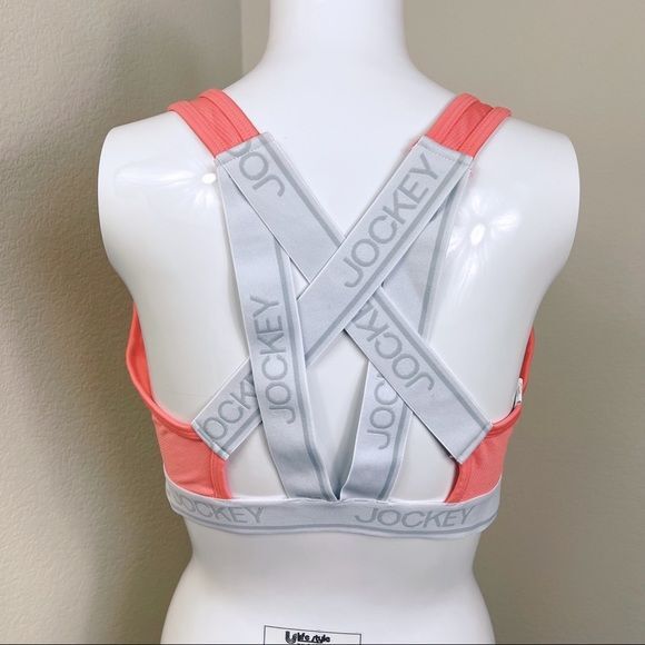 Jockey Orange Racerback Strappy Logo Band Sports Bra Size Large | eBay