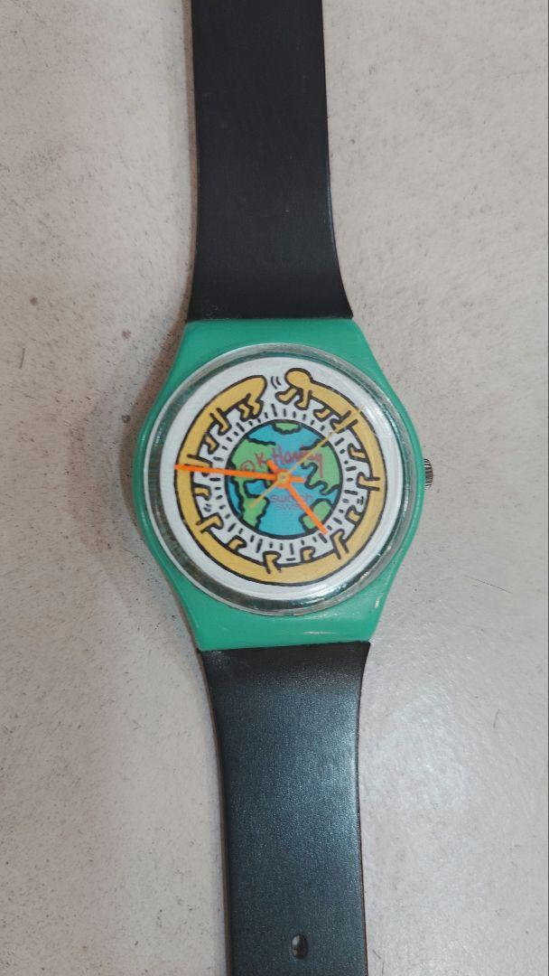 Keith Haring limited watch swatch Green Earth Battery dead Used rare ...