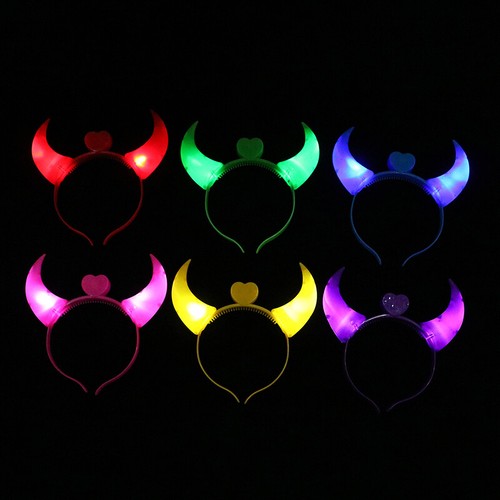 LED Devil Horn Hair Hoops Flashing Horn Children Adults Christmas Party ...