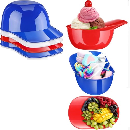BASEBALL HELMET BOWL Mini Cap Ice Cream 8oz Party Hat Plastic Snacks ...