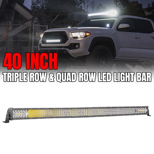 40inch LED Work Light Bar Quad Row Spot Flood Combo Driving Off Road ...