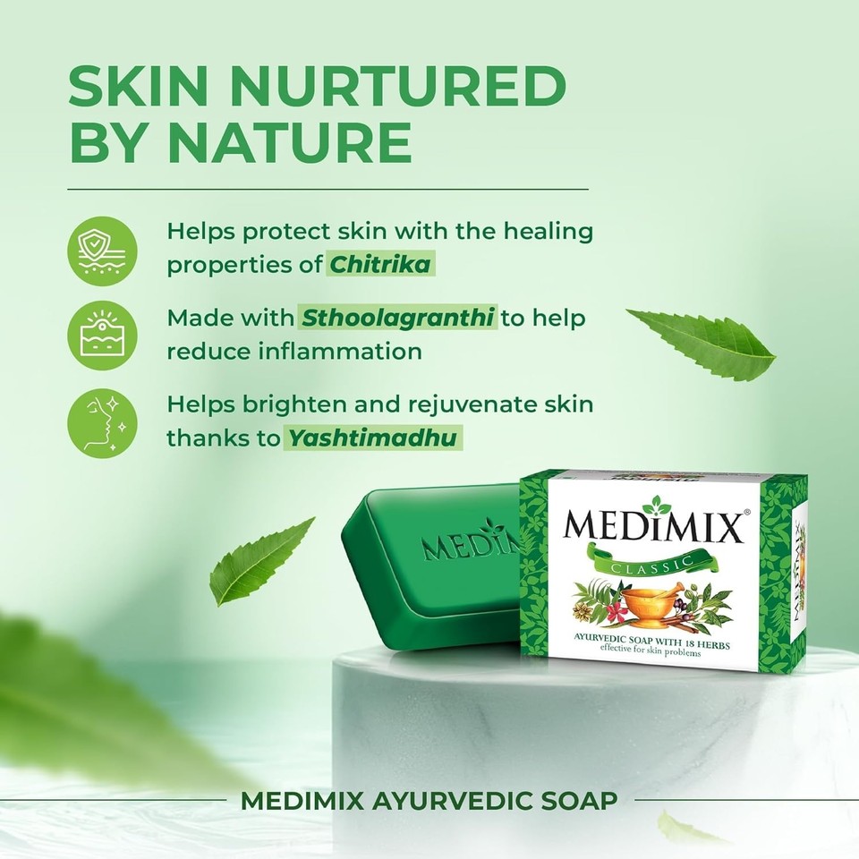 Medimix Classic Ayurvedic Traditionally Made Soap 75g Infused with 18 ...