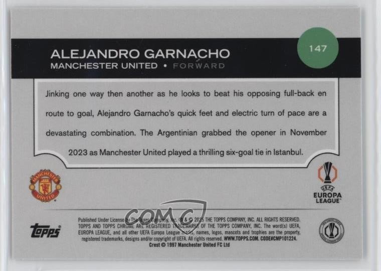 2024 Chrome UEFA Club Competitions Pulsar Refractor Alejandro Garnacho ...