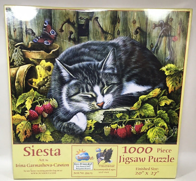 1000 Piece Puzzle SIESTA by Irina Cawton 20” X 27” Kitten Cat Nap New ...